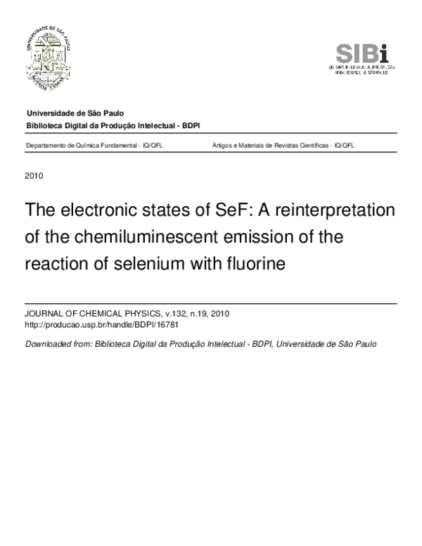 (PDF) The electronic states of SeF: A reinterpretation of the ...