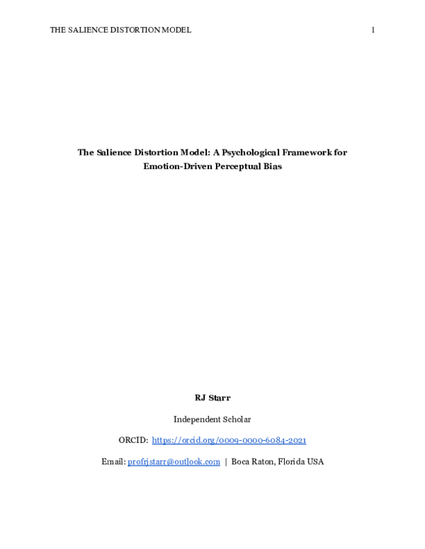 (PDF) The Salience Distortion Model: A Psychological Framework for ...