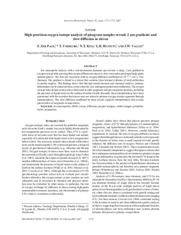(PDF) High-precision oxygen isotope analysis of picogram samples ...