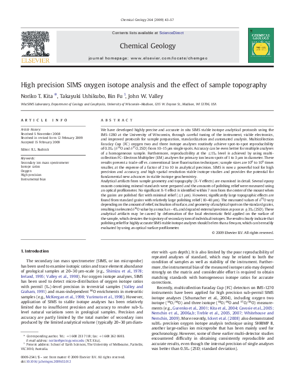 (PDF) High precision SIMS oxygen isotope analysis and the effect of ...