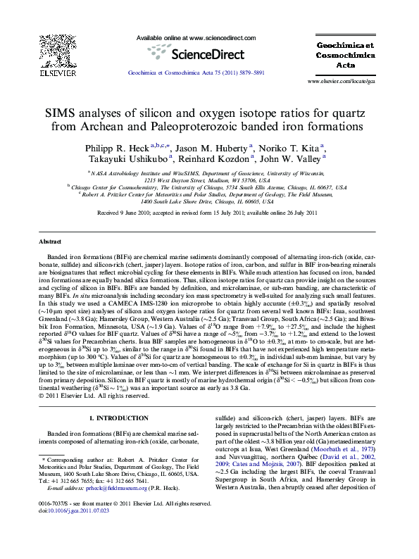 (PDF) SIMS analyses of silicon and oxygen isotope ratios for quartz ...