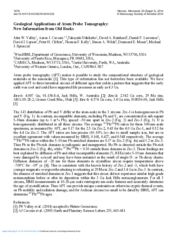(PDF) Geological Applications of Atom Probe Tomography: New Information ...