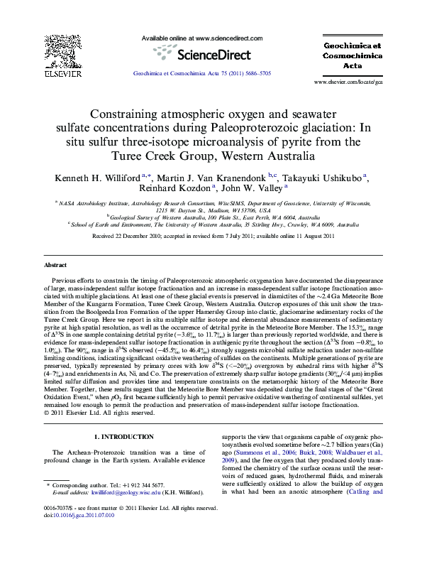 (PDF) Constraining atmospheric oxygen and seawater sulfate ...