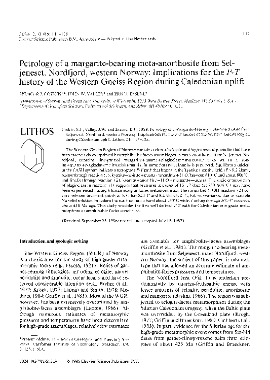 (PDF) Petrology of a margarite-bearing meta-anorthosite from Seljeneset ...