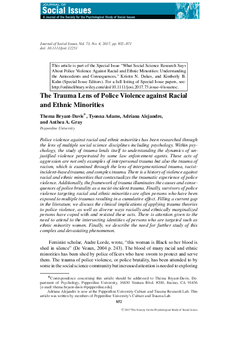(PDF) The Trauma Lens of Police Violence against Racial and Ethnic ...