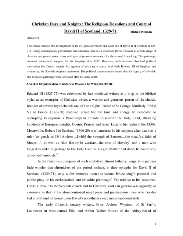 (PDF) Christian days and knights: the religious devotions and court of ...