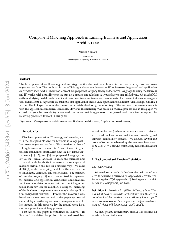 (PDF) Component Matching Approach in Linking Business and Application ...