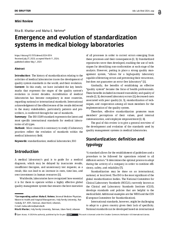 (PDF) Emergence and evolution of standardization systems in medical ...