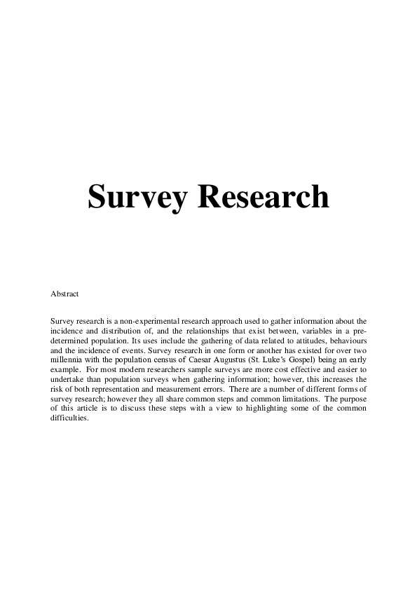 (PDF) Survey research: Process and limitations