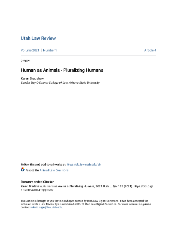 (PDF) Human as Animals - Pluralizing Humans