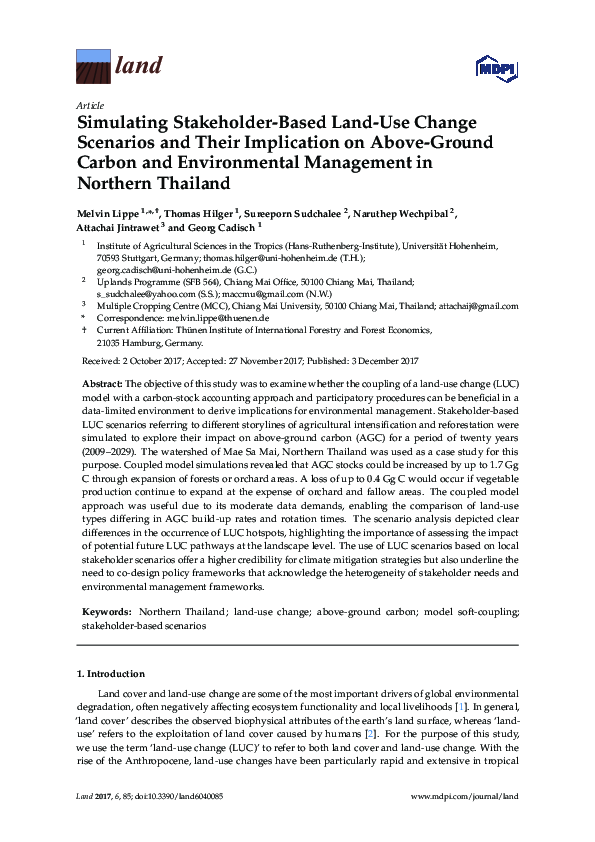 (PDF) Simulating Stakeholder-Based Land-Use Change Scenarios and Their ...