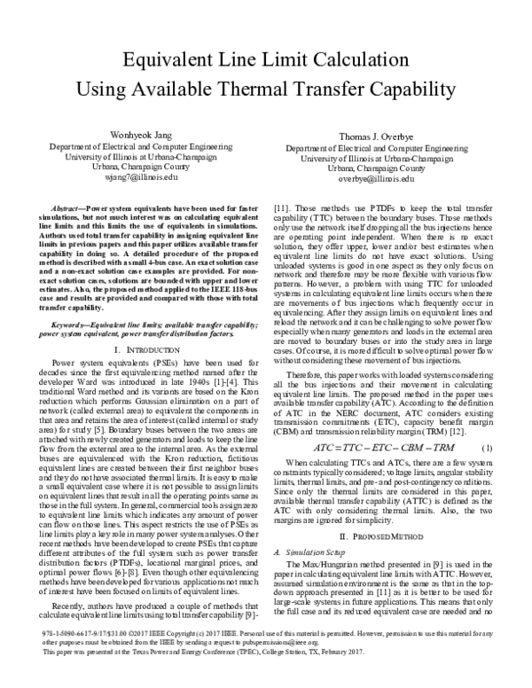 (PDF) Equivalent line limit calculation using available thermal ...