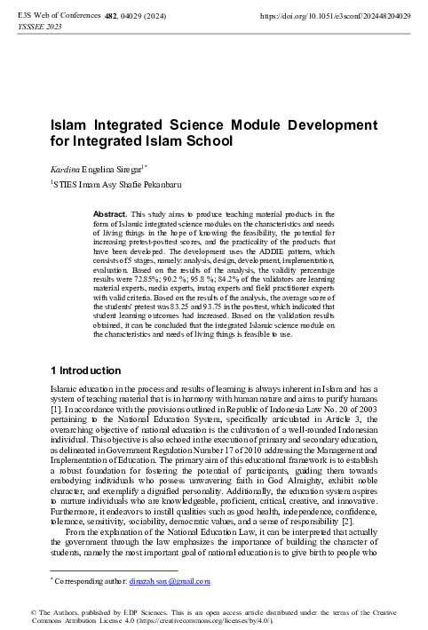 (PDF) Islam Integrated Science Module Development for Integrated Islam ...