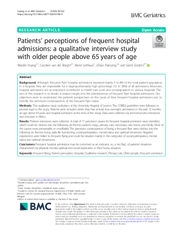 (PDF) Patients’ perceptions of frequent hospital admissions: a ...