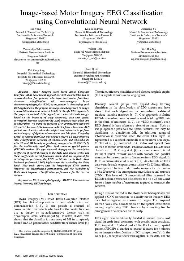 (PDF) Image-based Motor Imagery EEG Classification using Convolutional ...