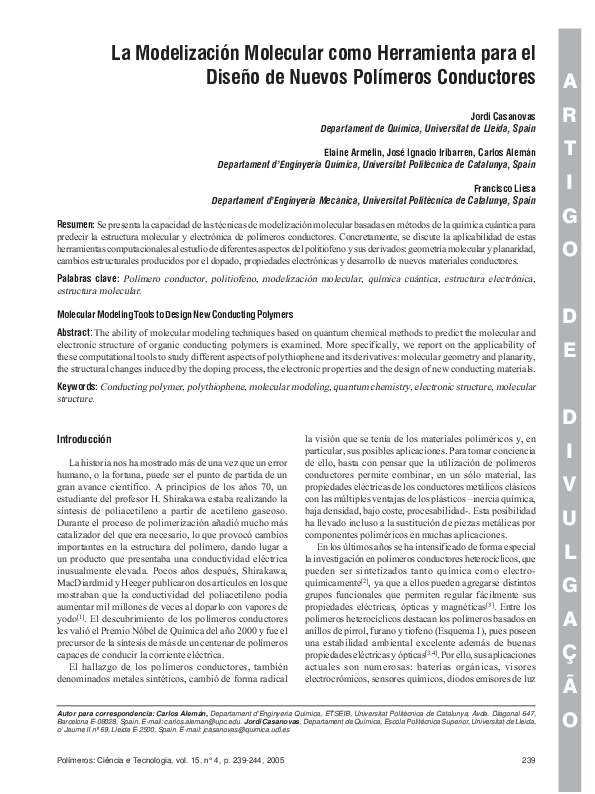 (PDF) La modelizaci n molecular como herramienta para el dise o de nuevos pol meros conductores