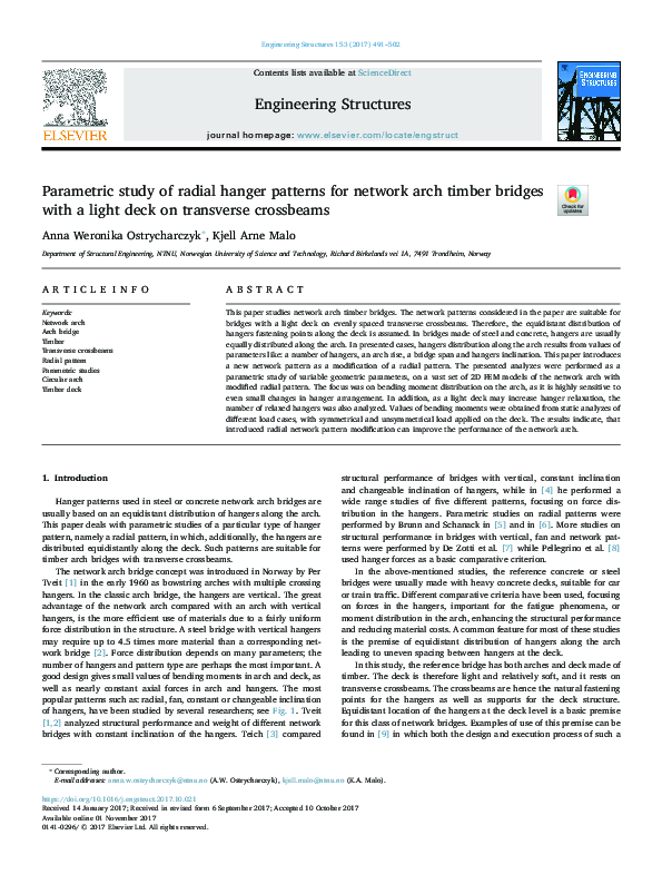 (PDF) Parametric study of radial hanger patterns for network arch ...