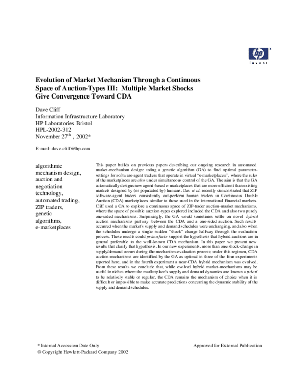 (PDF) Evolution of market mechanism through a continuous space of ...