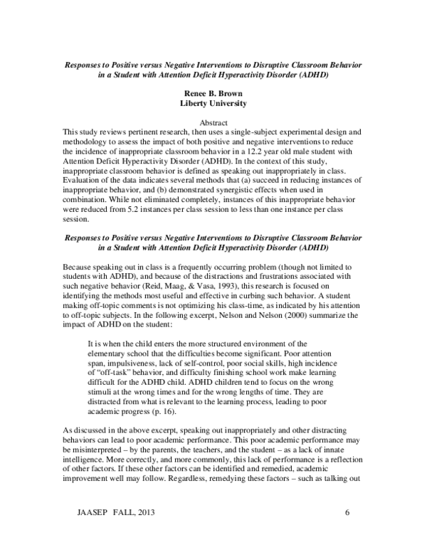 (PDF) Responses to Positive versus Negative Interventions to Disruptive ...