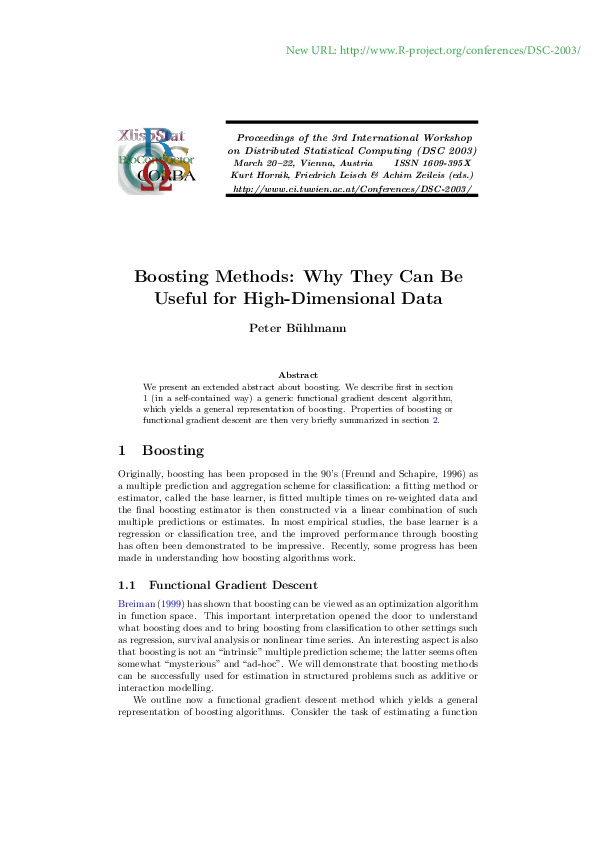 (PDF) Boosting methods: Why they can be useful for high-dimensional data