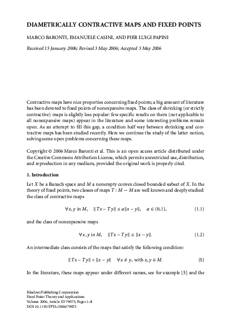 (PDF) Diametrically contractive maps and fixed points