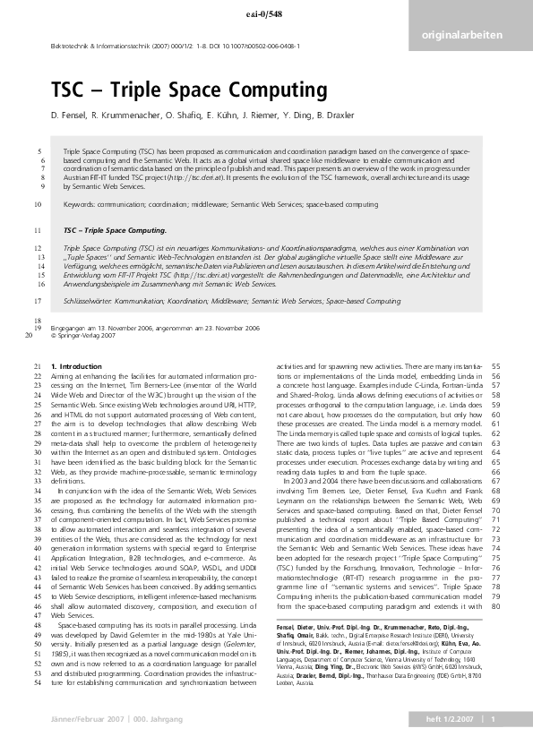 (PDF) TSC – Triple Space Computing