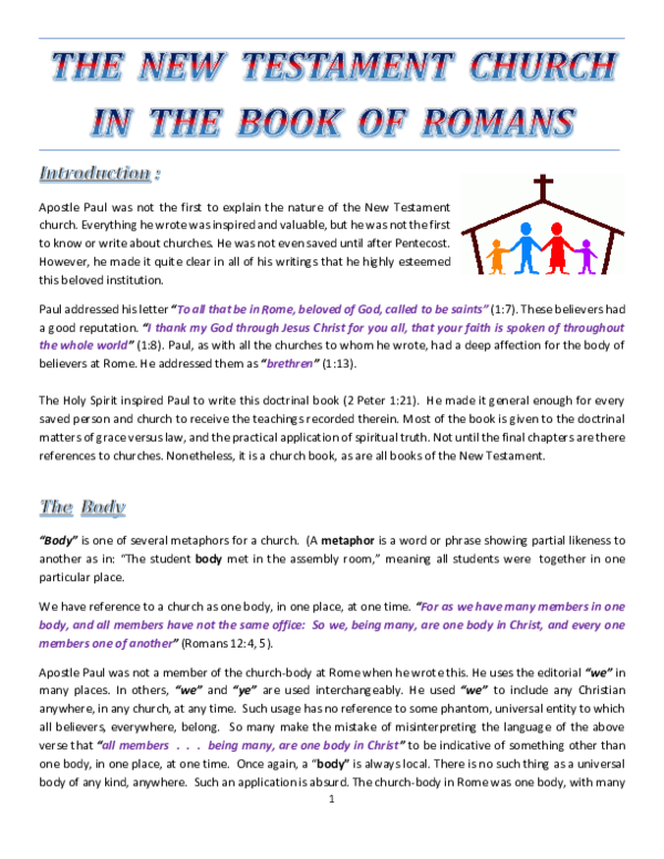 (PDF) The New Testament Church in the Book of Romans by Ike Thompson