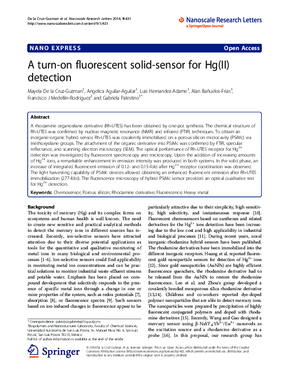 (PDF) A turn-on fluorescent solid-sensor for Hg(II) detection