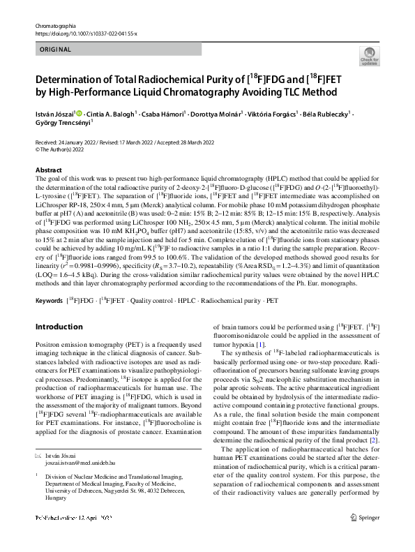 (PDF) Determination of Total Radiochemical Purity of [18F]FDG and [18F ...