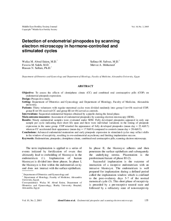 (PDF) Detection of endometrial pinopodes by scanning electron ...