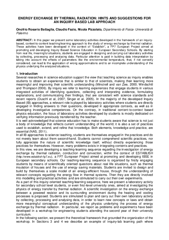 (PDF) Energy Exchange by Thermal Radiation: Hints and Suggestions for ...