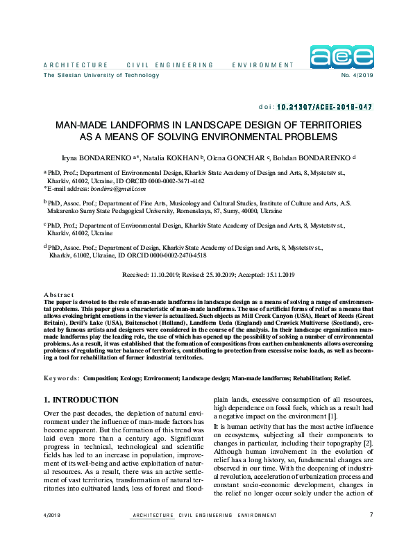 (PDF) Man-Made Landforms in Landscape Design of Territories as a Means ...