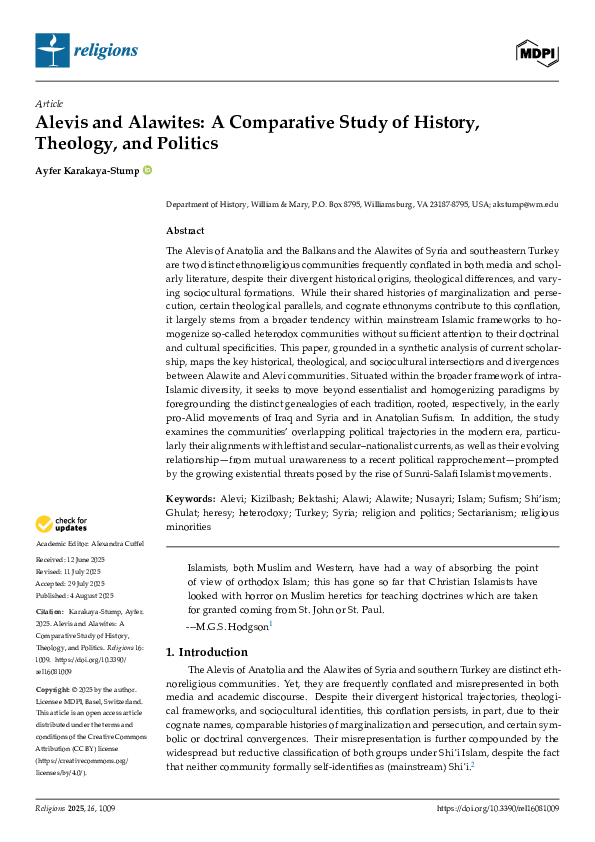 (PDF) Alevis and Alawites: A Comparative Study of History, Theology ...