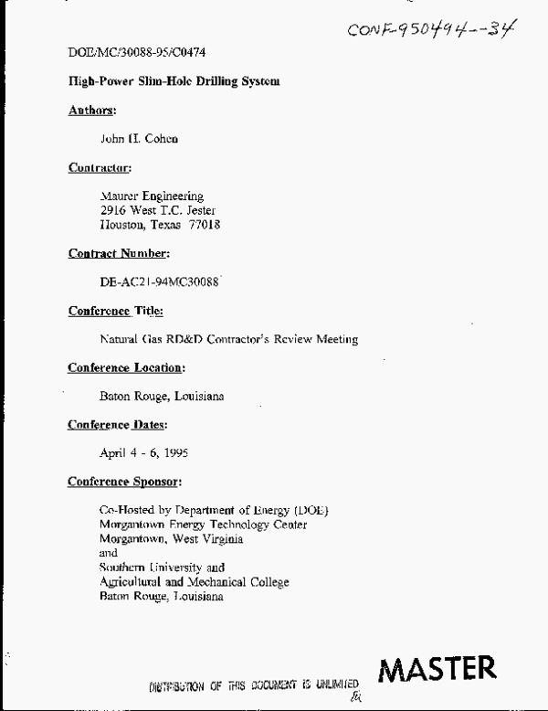 (PDF) High-Power Slim-Hole Drilling System