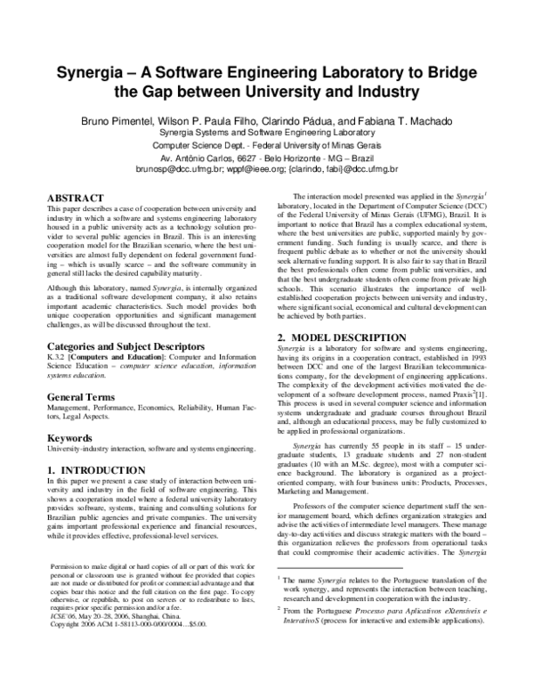 (PDF) Synergia – A Software Engineering Laboratory to Bridge the Gap ...