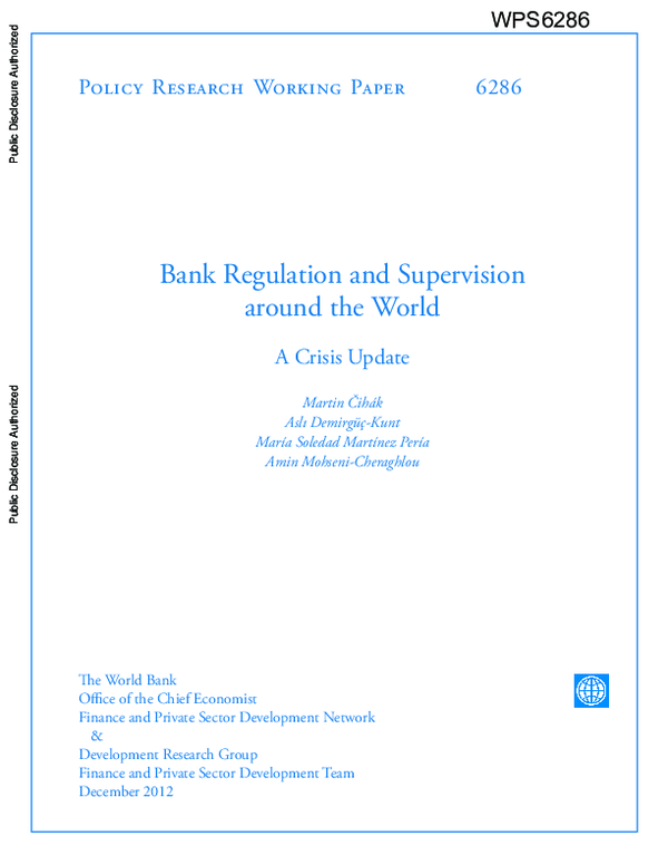 (PDF) Bank Regulation and Supervision around the World: A Crisis Update