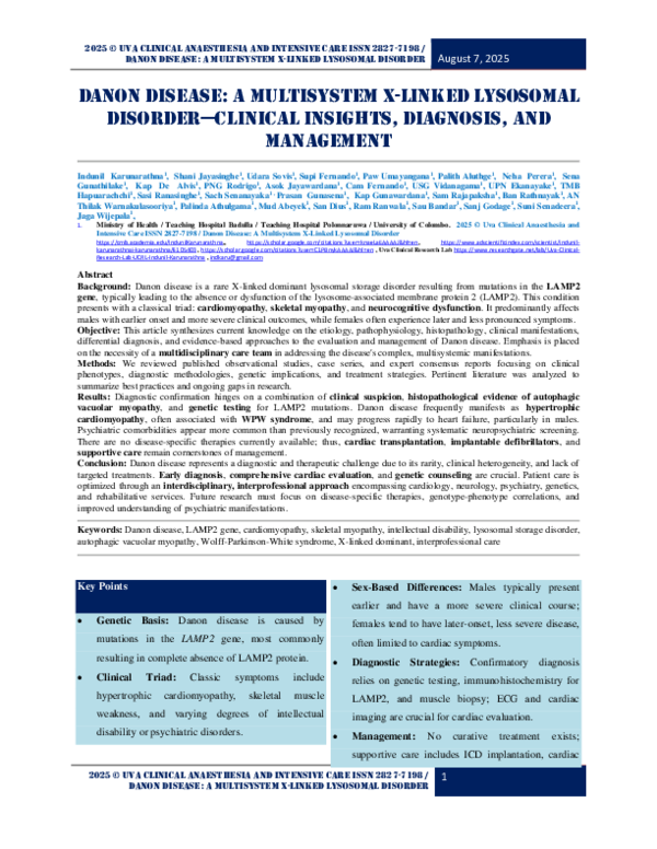 (PDF) Danon Disease: A Multisystem X-Linked Lysosomal Disorder-Clinical ...