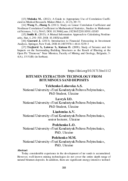 (PDF) Bitumen Extraction Technology from Bituminous Sand Deposits