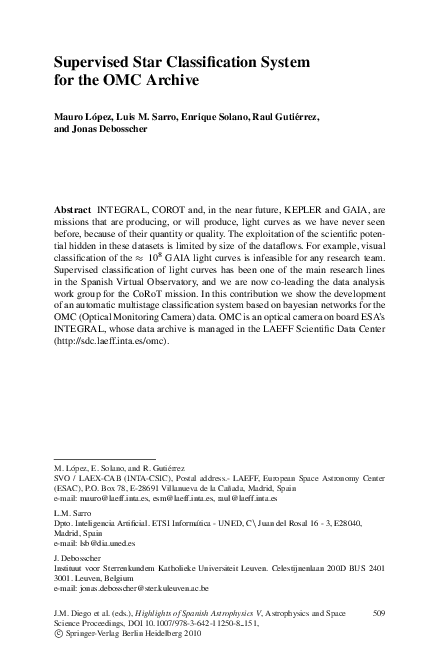 (PDF) Supervised Star Classification System for the OMC Archive