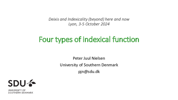 (PDF) Four types of indexical function