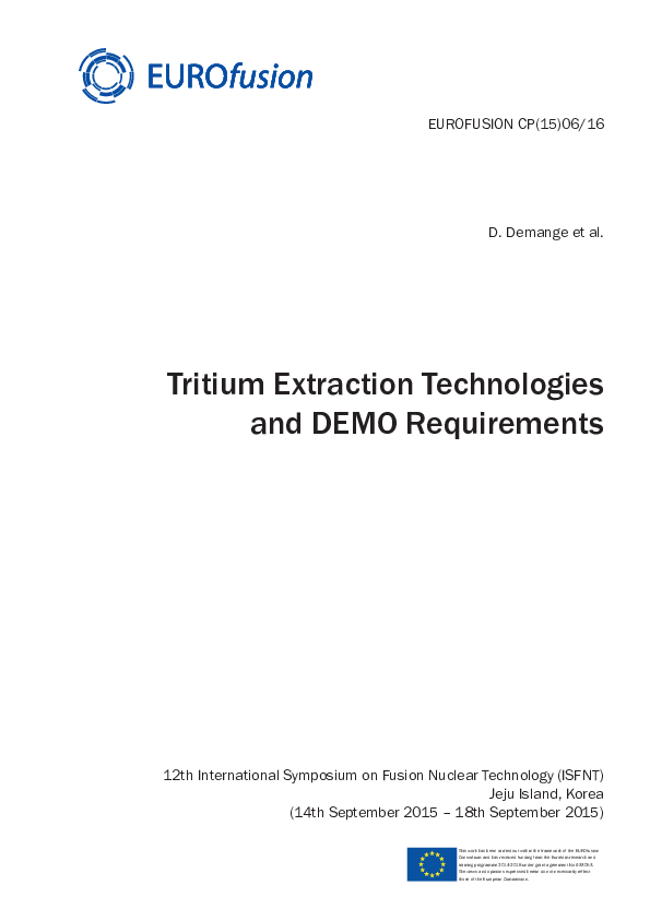 (PDF) Tritium extraction technologies and DEMO requirements