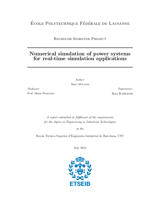 (PDF) Numerical simulation of power systems for real-time simulation ...