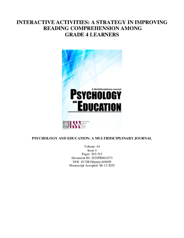 (PDF) Interactive Activities: A Strategy in Improving Reading ...