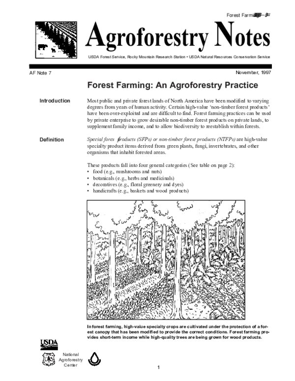 (PDF) Forest farming: An agroforestry practice