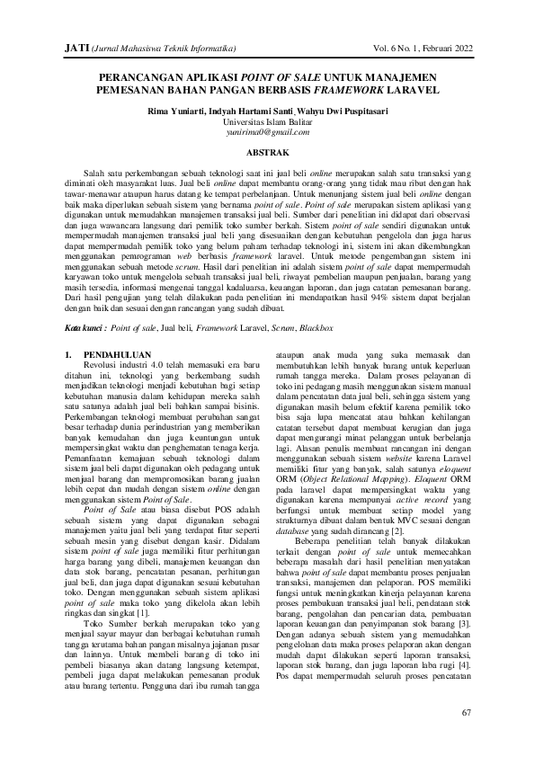 (PDF) Perancangan Aplikasi Point of Sale Untuk Manajemen Pemesanan Bahan Pangan Berbasis ...