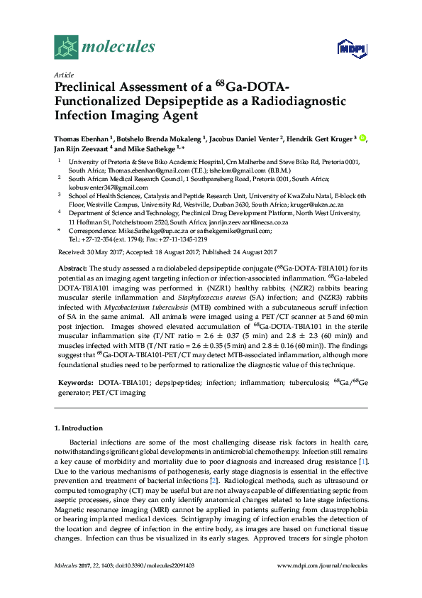 (PDF) Preclinical Assessment of a 68Ga-DOTA-Functionalized Depsipeptide ...