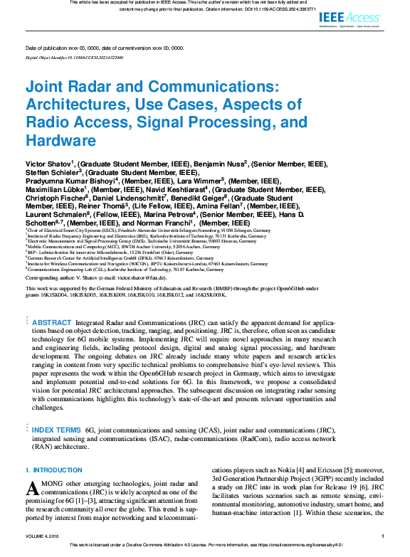 (PDF) Joint Radar and Communications: Architectures, Use Cases, Aspects ...
