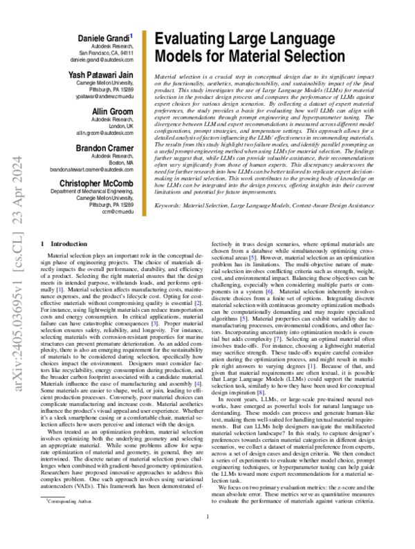 (PDF) Evaluating Large Language Models for Material Selection