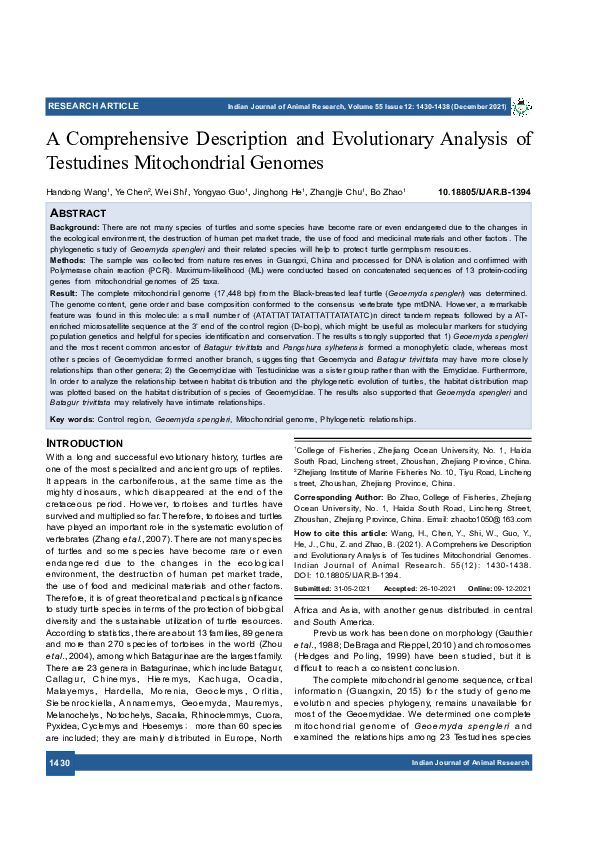 (PDF) A Comprehensive Description and Evolutionary Analysis of ...