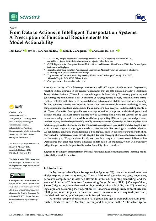 (PDF) From Data to Actions in Intelligent Transportation Systems: A ...
